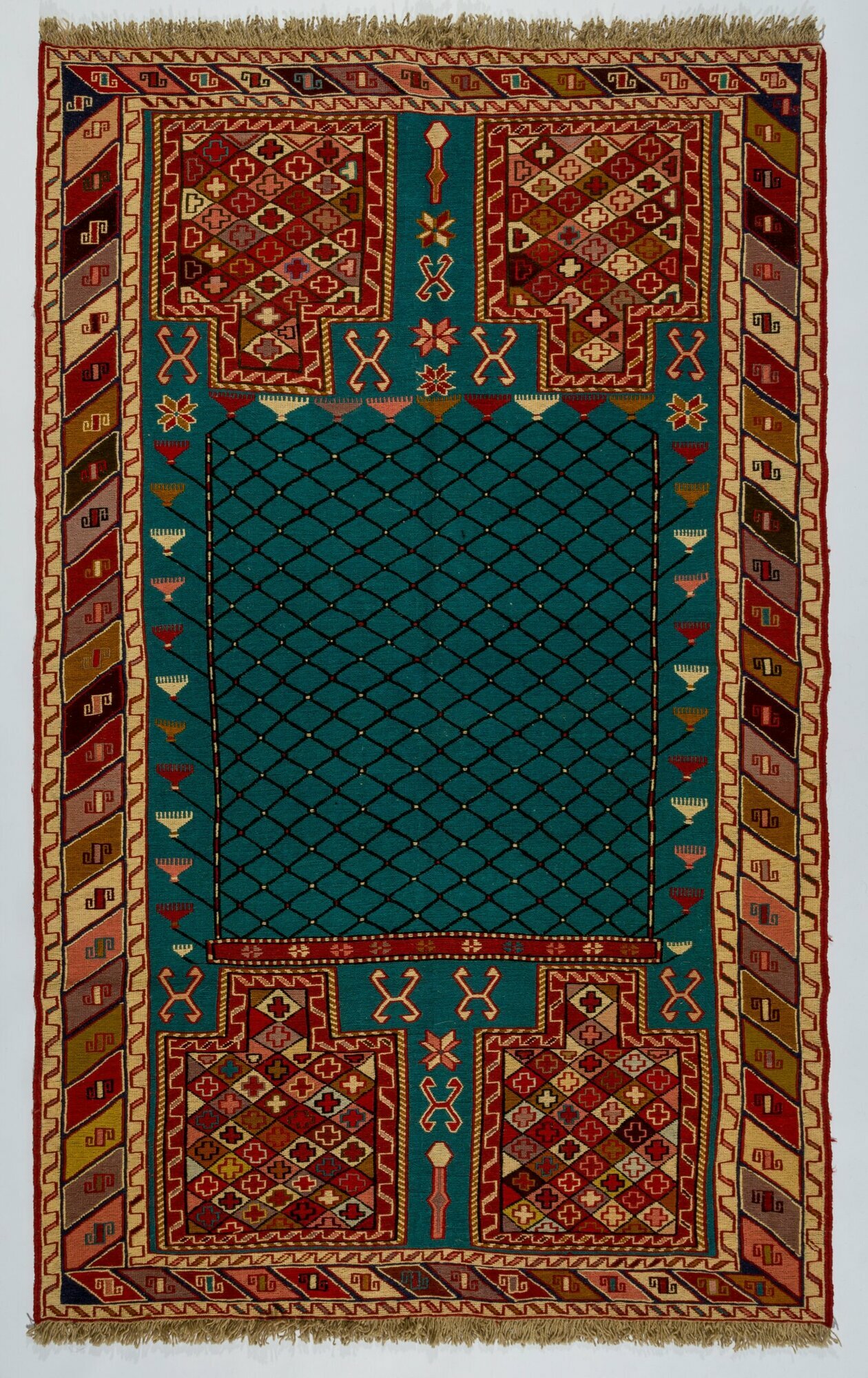 Ковер PERSEPOL Верни, безворсовый, этнический узор, ручной работы, прямоугольный, 1,86x1,18 м