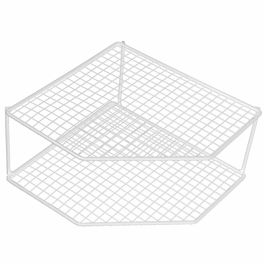 Полка-подставка КНР угловая, металлическая, окрашенная, настольная "Лофт" 25х25х12 см, 2-х ярусная, белый (CY-0211)