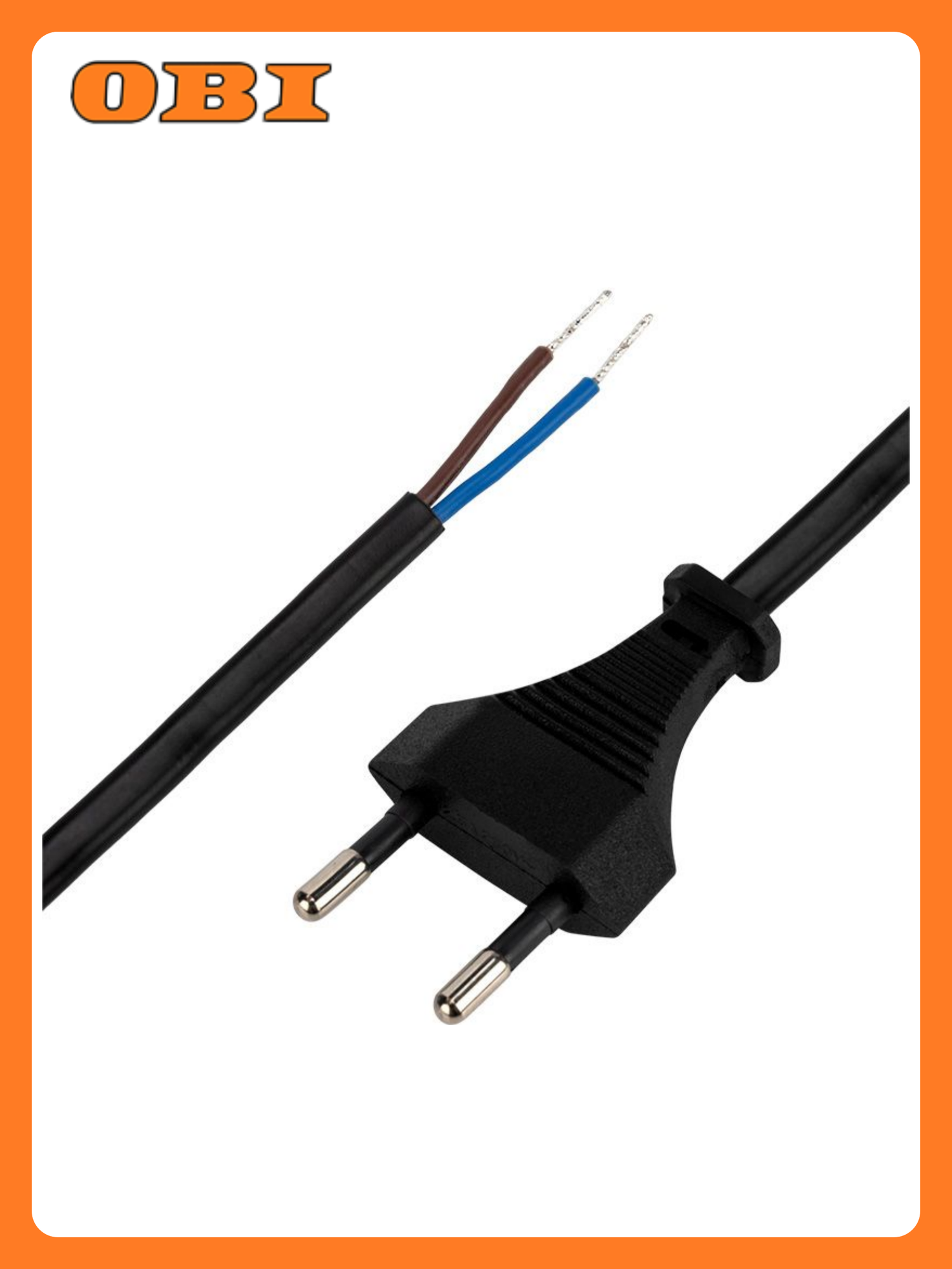 Сетевой шнур 2х0,75 мм², 1,8 м черный REXANT