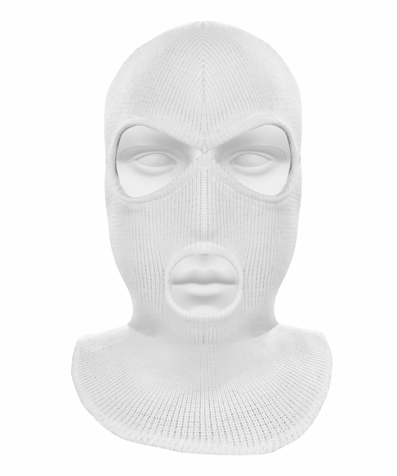 Маска спецназ белая полушерсть со ртом