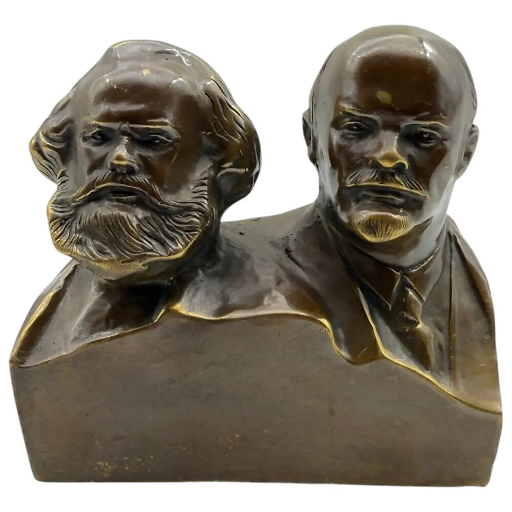 Бронзовый бюст "К. Маркс и Л. И. Ленин" 1968 г. Автор Н. Томский, СССР