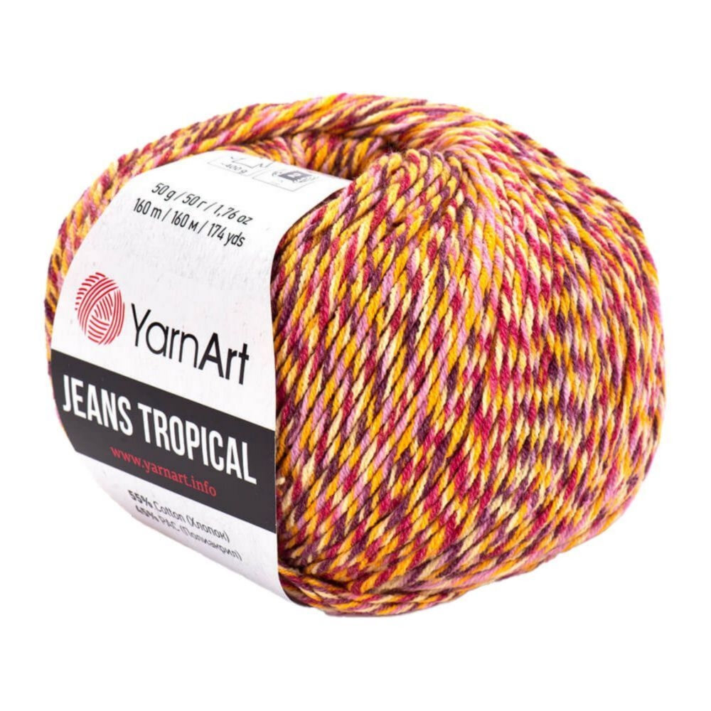 Пряжа для вязания YarnArt Jeans tropical 613 горчица розовый коричневый 50 гр/160 м 55% хлопок, 45% полиакрил