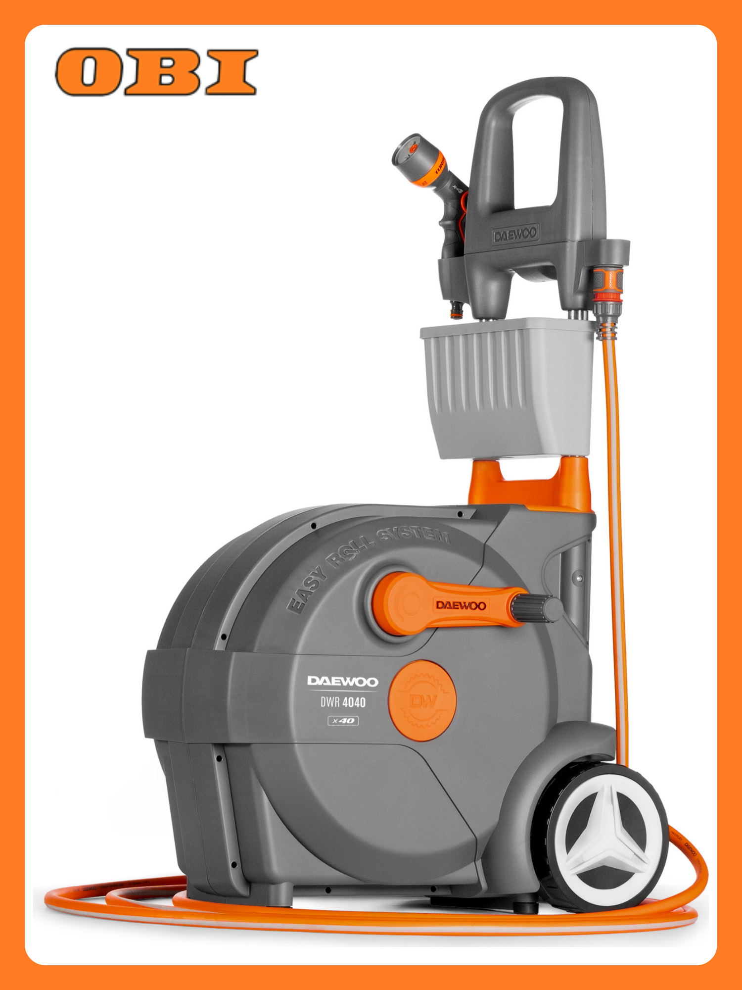 Тележка для шланга DAEWOO Smart Cart DWR 4040, со стопором, длина шланга 40 метров