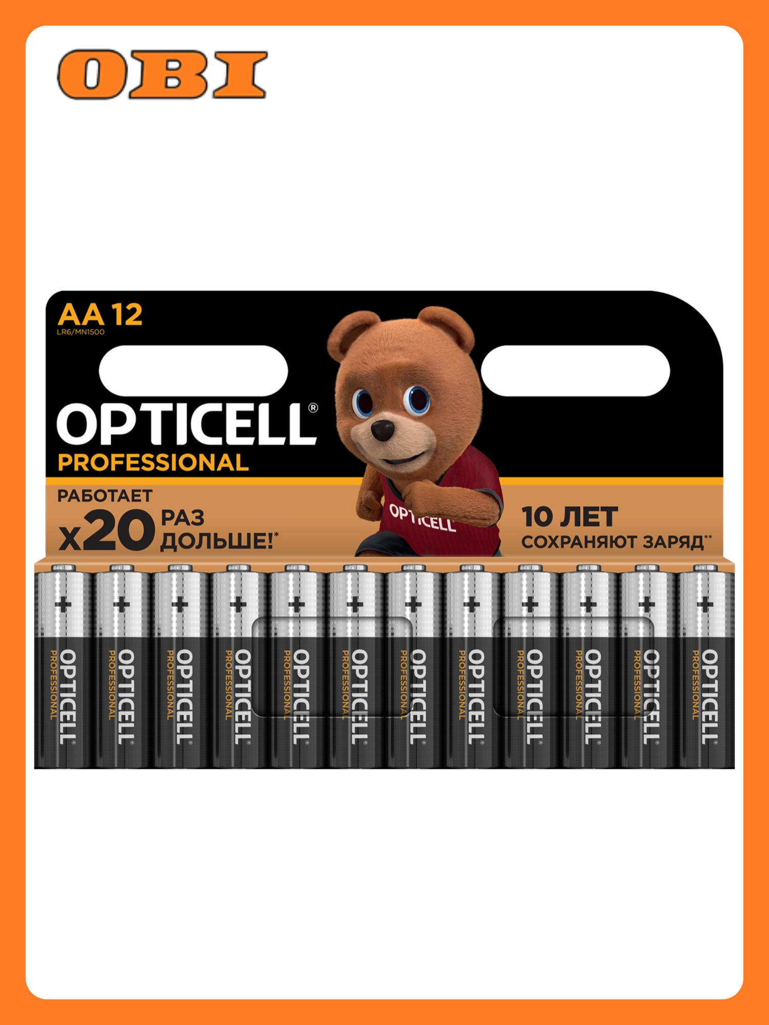 Батарейки Opticell Professional 12AA, алкалиновые, черные, 12 штук