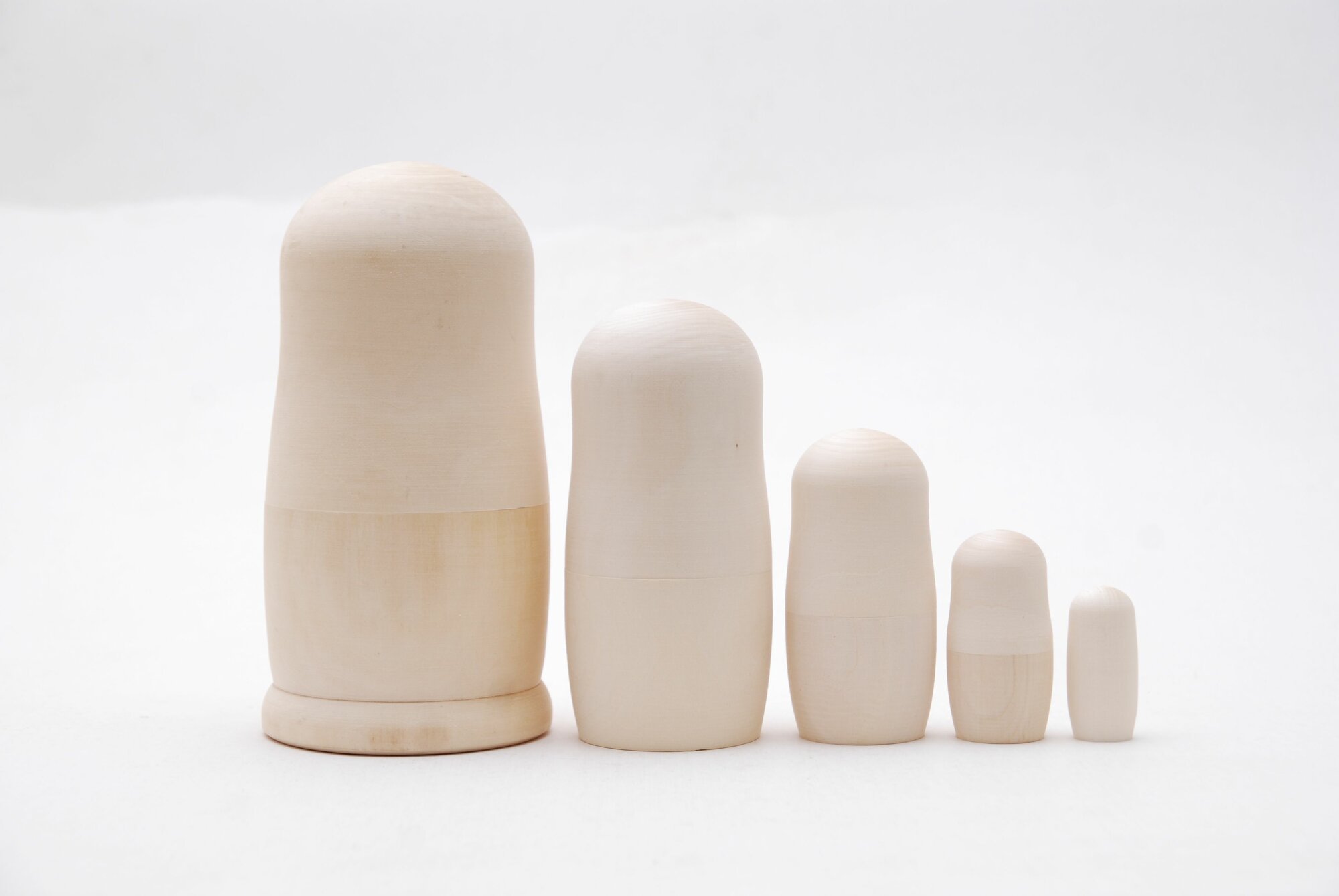 Матрешка Заготовка прямая нераскрашенная прямая 5 мест, высота 17см