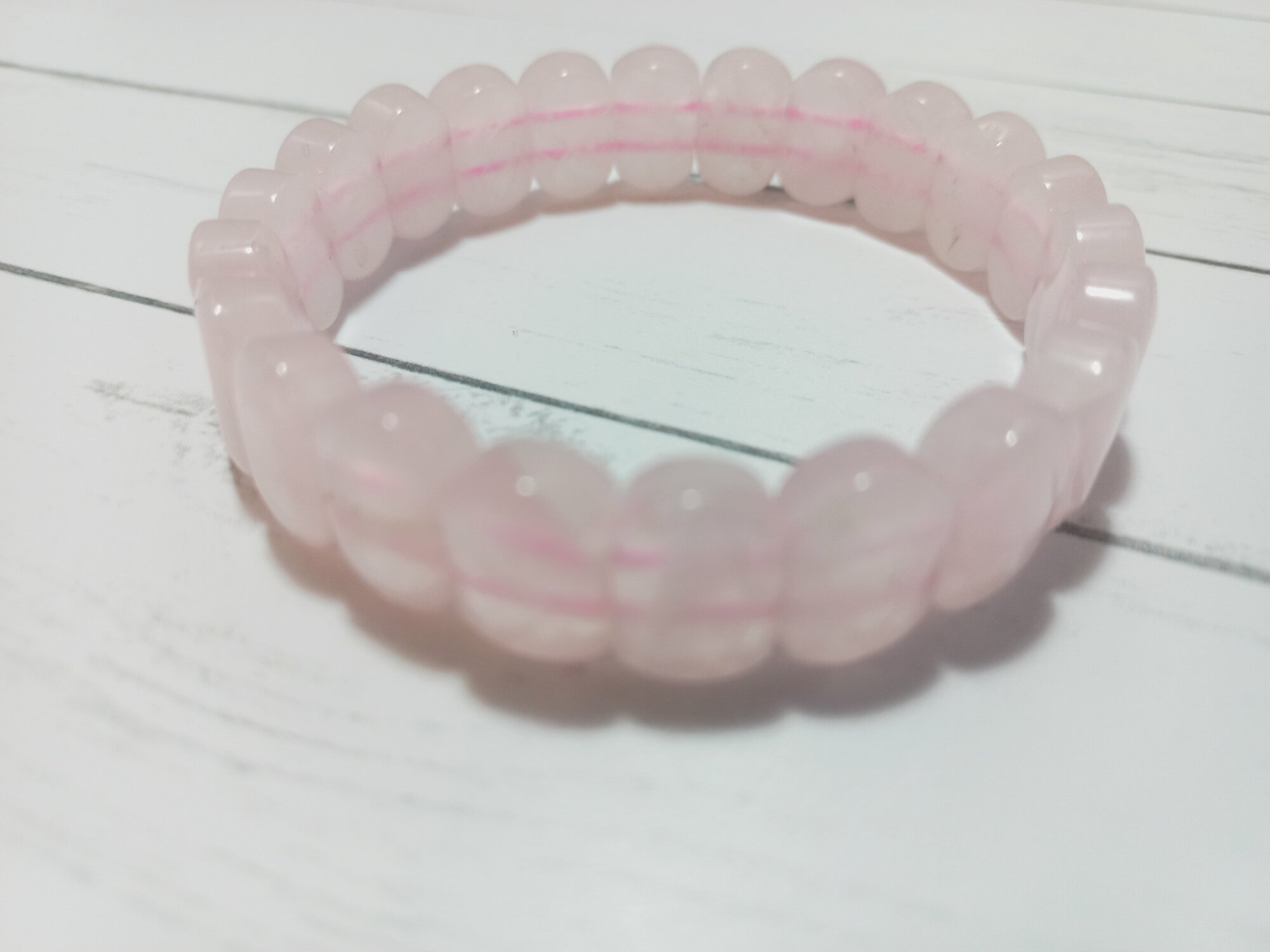 Эластичный браслет, кварц розовый