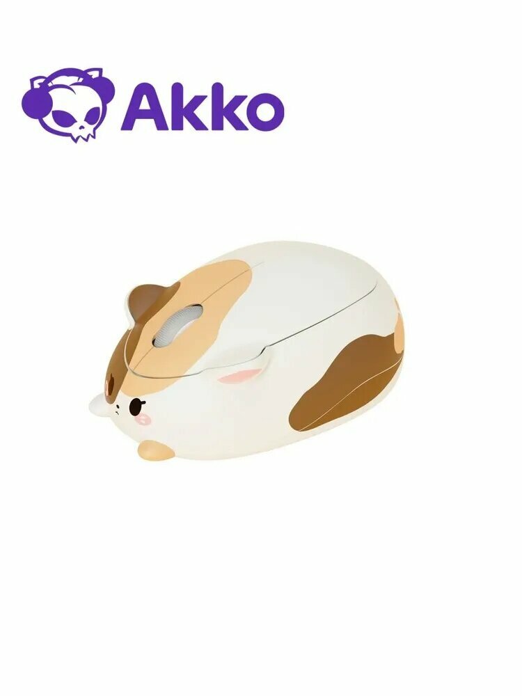 AKKO Игровая мышь беспроводная Беспроводная мышь Akko 2.4G с милой тематикой Кошка, белый, коричневый