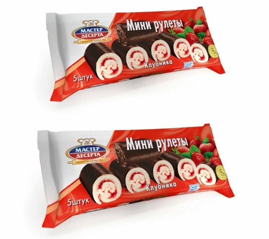 Мастер Десерта Мини рулеты с клубничным кремом, 175 г, 2 уп