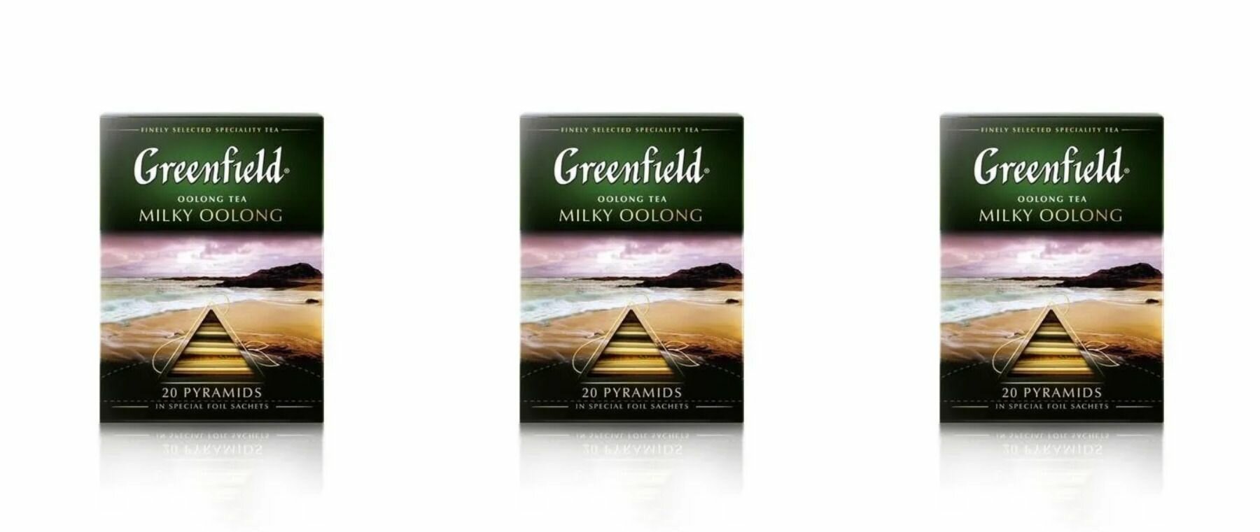 Greenfield Чай зеленый Milky Oolong, пирамидки, 20 пакетиков по 1,8 г, 3 уп