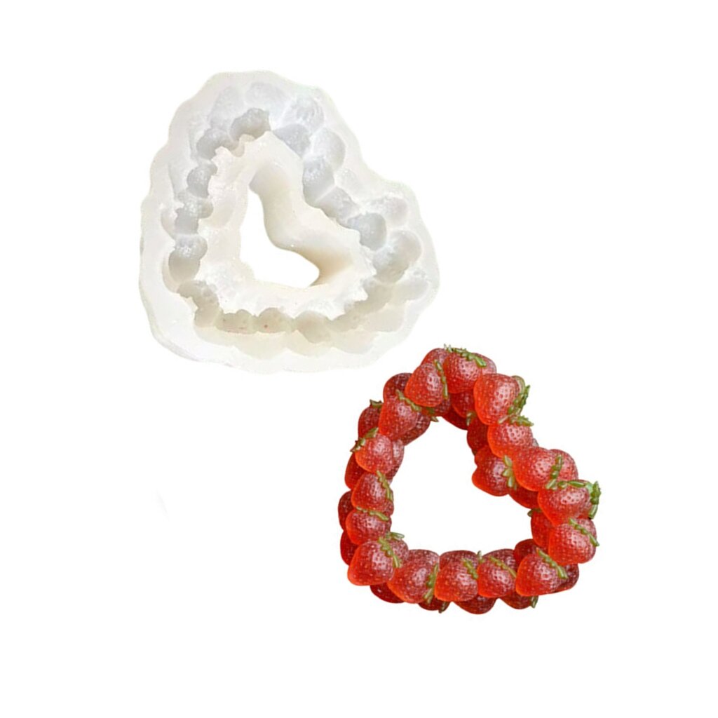 Силиконовая форма для украшения торта в виде клубничного сердечка и венка для создания десерта в форме фрукта с простым выниманием из формы для выпечки