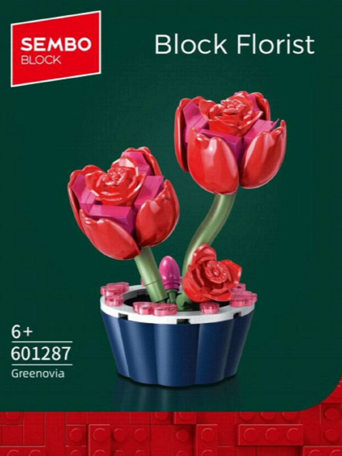 Конструктор SEMBO 6012987 Суккуленты Гриновия в горшке 106 деталей. 9X15X6