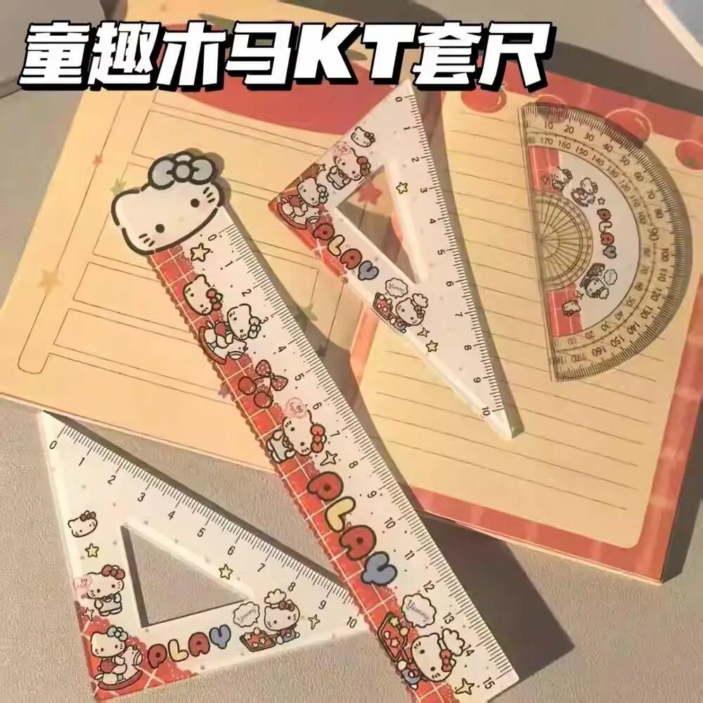 HELLOKITTY LING Набор для студентов Обучающая линейка Прозрачный мультипликационный линейка 4 комплекта