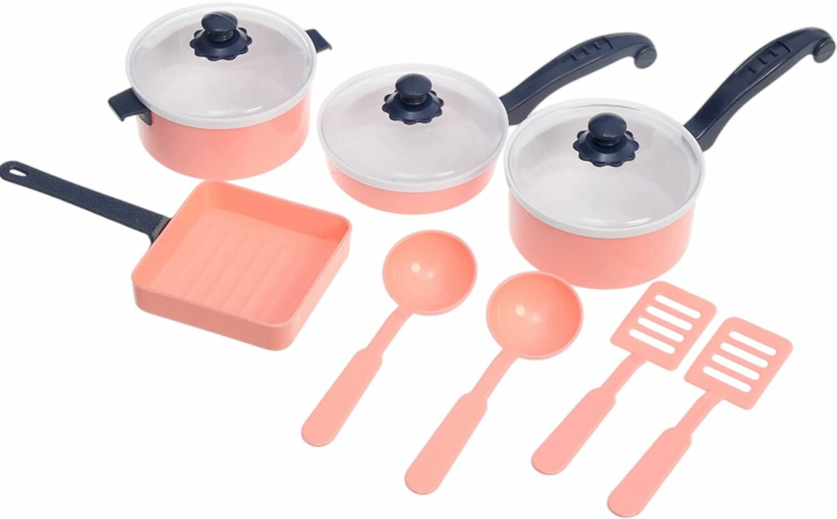 Набор игрушечной кухонной посуды "Готовим обед", детский игровой комплект для сюжетно-ролевой игры, юный повар, 11 предметов