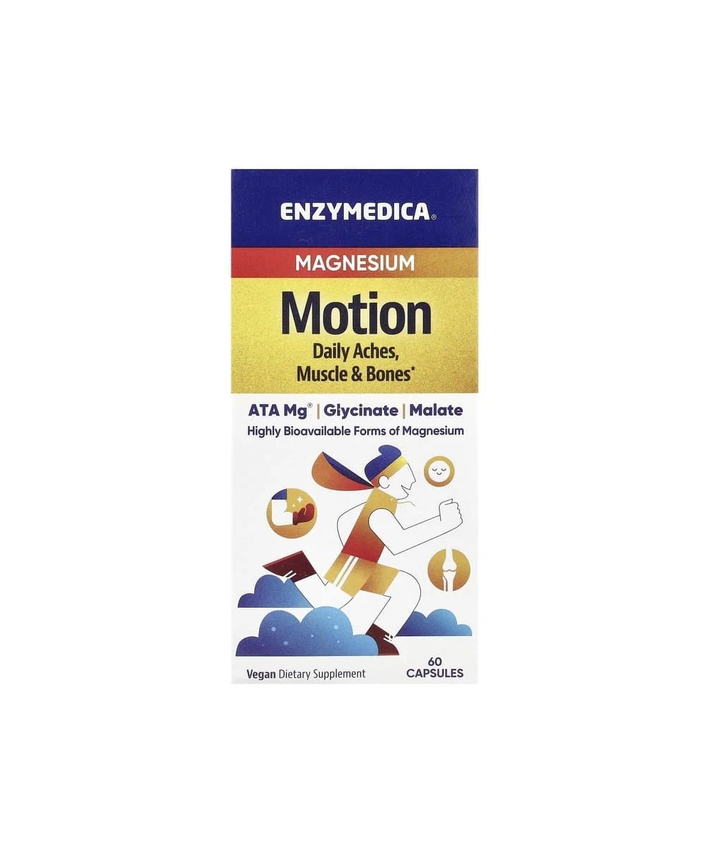 Enzymedica Magnesium Motion, Магний, три формы магния 60 капсул