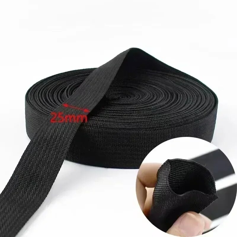 2-10 метров 20-50 мм полые нейлоновые ленты, ремень для сумки, двухслойные ленты, черные трубчатые ленты, рюкзак «сделай сам», швейные аксессуары