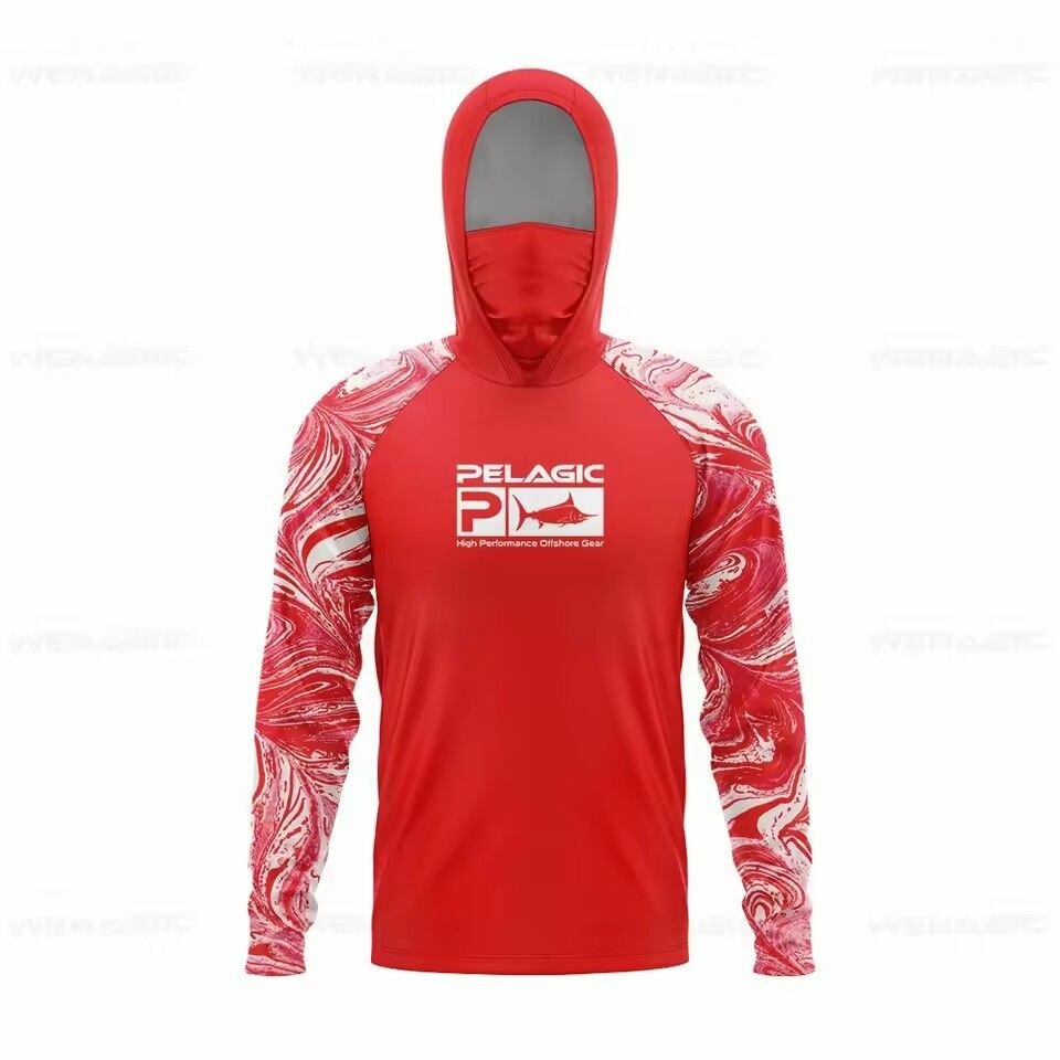 PELAGIC Джерси мужская для рыбалки с капюшоном с принтом Точки, рыболовный лонгслив летний солнцезащитный