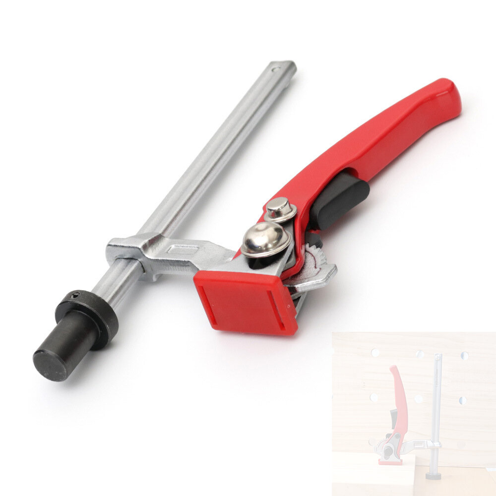Крепление для стола Desktop Quick Acting Hold Down Clamp Fixed Clip Quick Hold Bench Dog Clamp Adjustable Ratchet Press для столов, материал хромванадийный сплав и цинковый сплав, диапазон зажима 0-160мм, диаметр основания