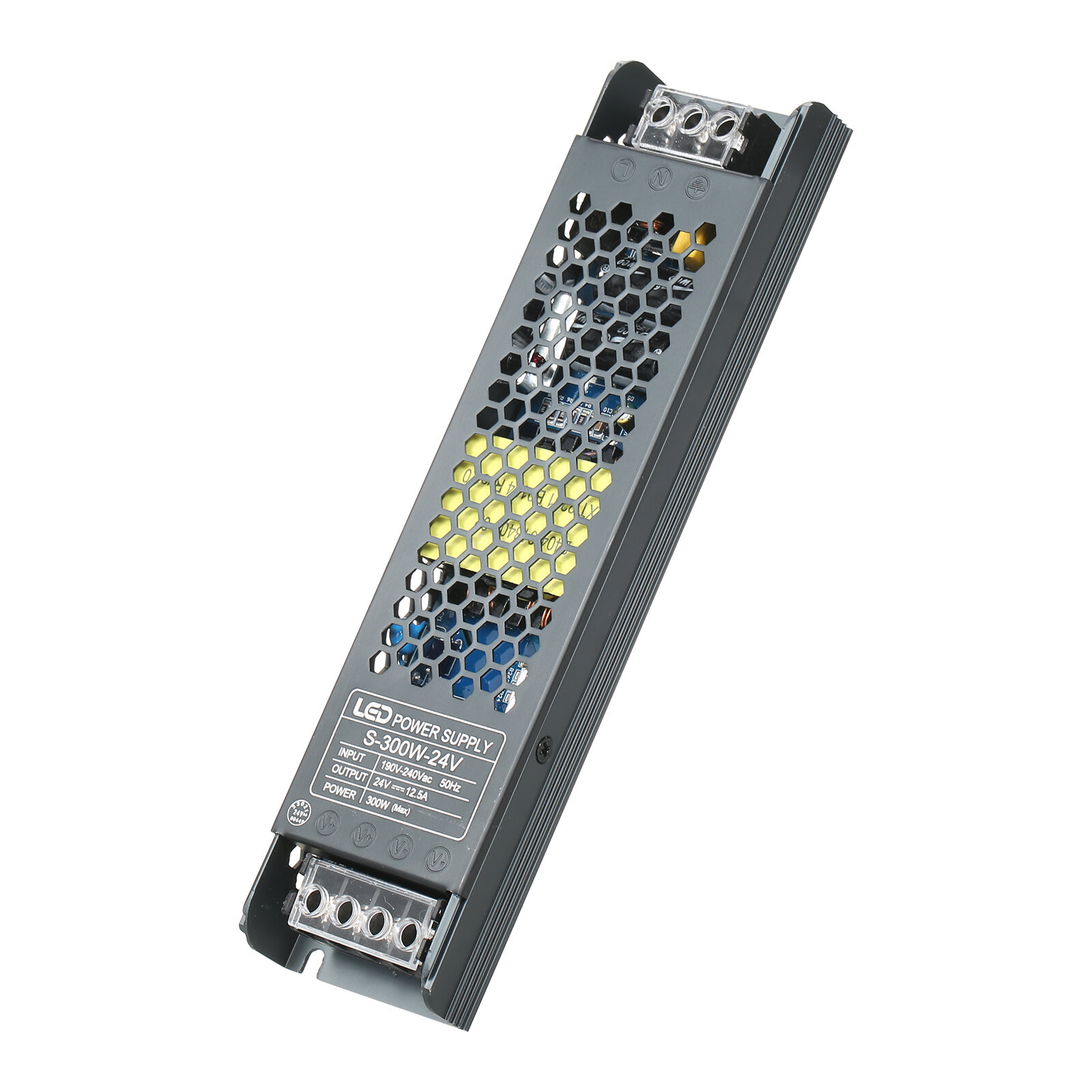 Преобразователь питания для светодиодной ленты Ultra Thin AC190V-240V в DC24V 12.5A 300W, адаптер, преобразователь, коммутаторный преобразователь, для внутреннего использования, размер 20.5*5.0*2.3cm, вес 203g, материал алюминиевый корпус