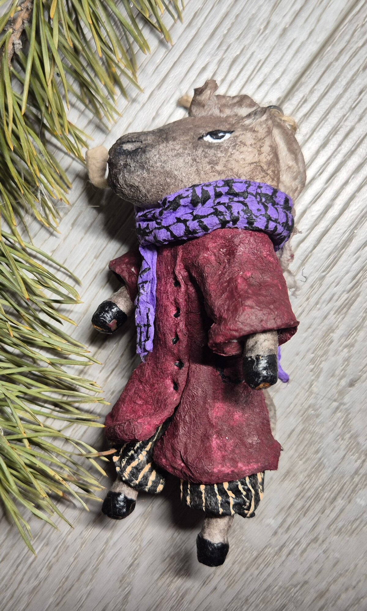 Ватная елочная игрушка конь в пальто