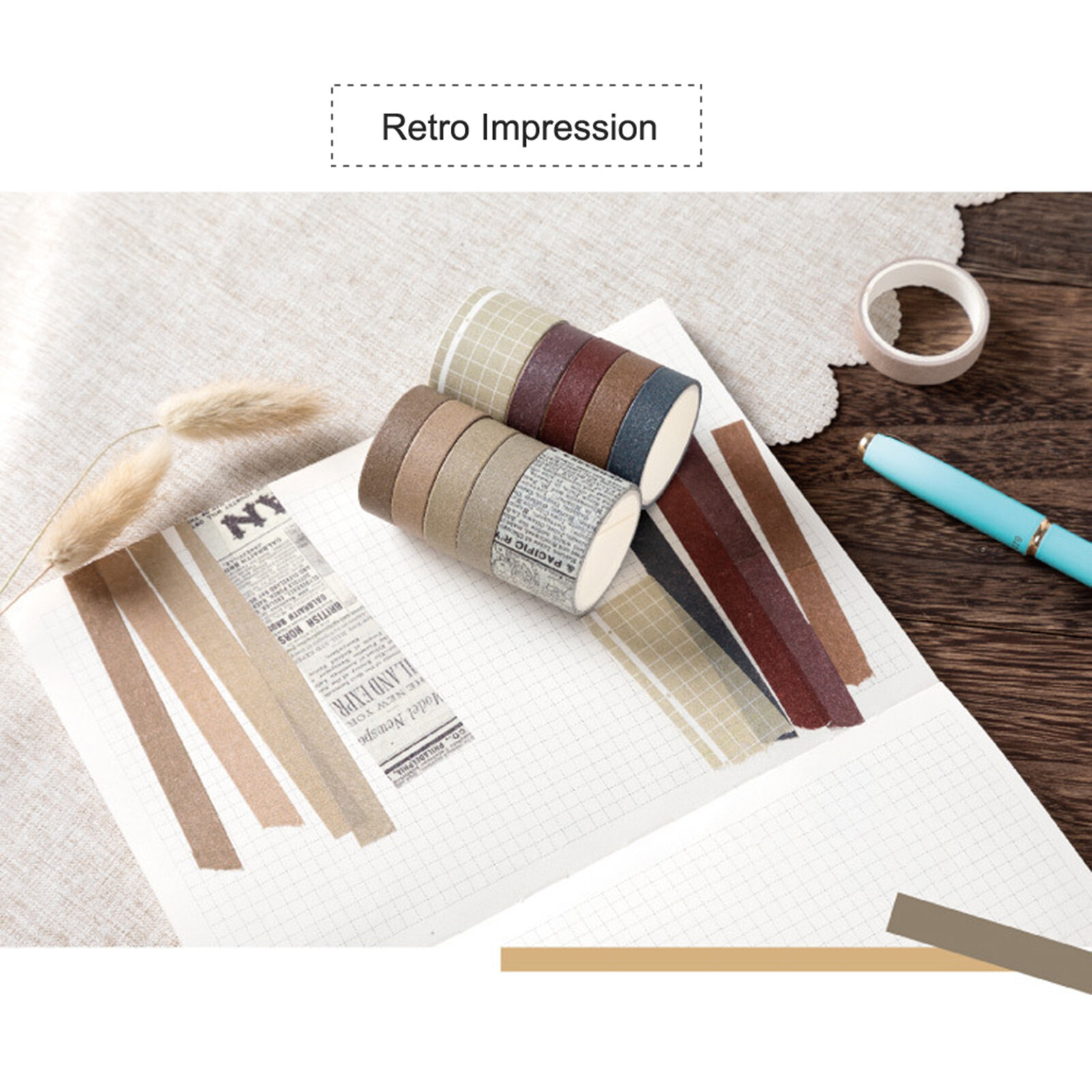 Лента из японской бумаги Washi Sweet Dream Series для скрепбукинга, рукоделия, декора, журналов, скрепбуков, обёртки подарков, длина 2 метра, размер 6.8*4*4 см, вес 51 г, упаковка 10 штук