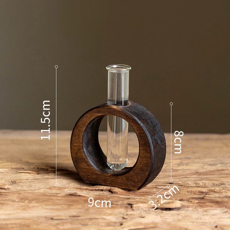 Минималистичный маленький деревянный вазон с гласом, настенный держатель для растений в интерьере