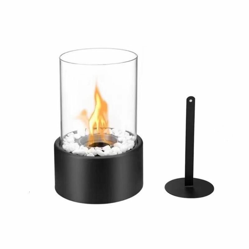 Уличный ландшафтный газовый обогреватель с реальным пламенем Декоративный очаг для сада и двора, Черный - 1