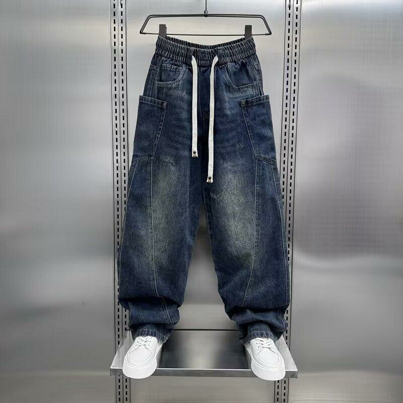 Тренд RONG CH Мужские Джинсы Кроп Зима Корейский Подворот Пэч Деним, Размер_M