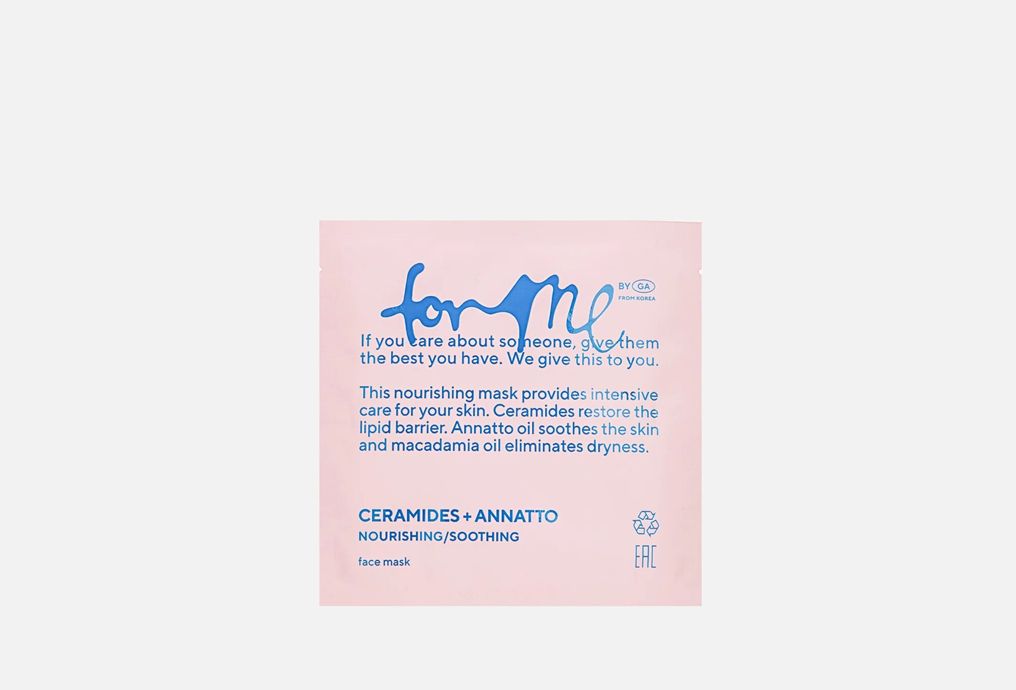 Маска тканевая FOR ME by Gold Apple CERAMIDES+ANNATTO, питание и восстановление