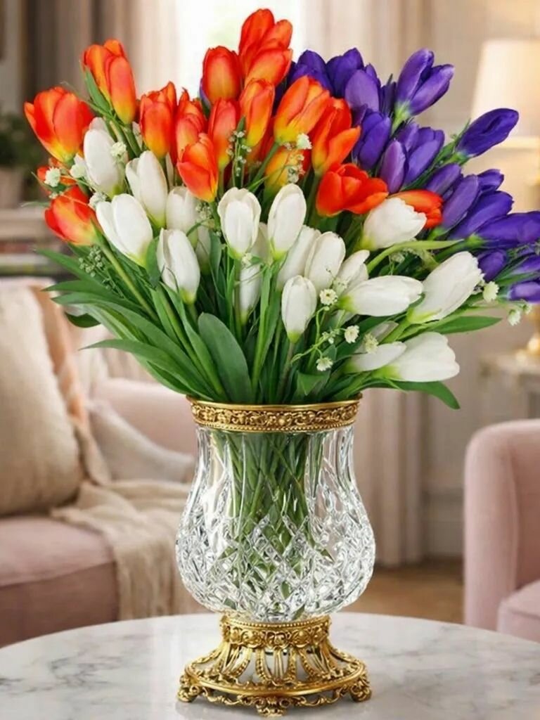 Крокусы искусственные подснежники тюльпаны 3шт. букет