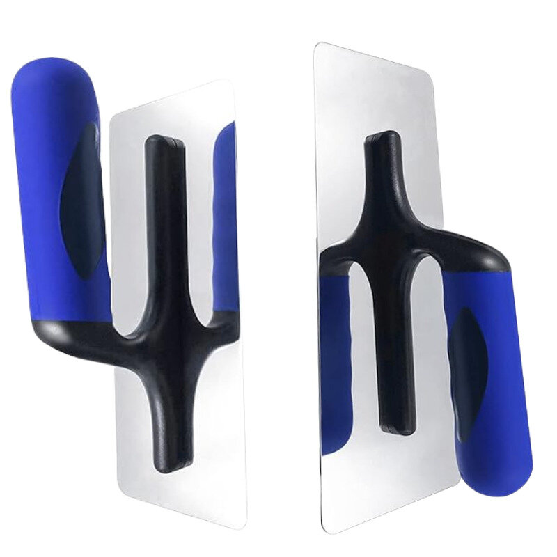 Набор из двух сталейных вытирающих пластинок, маленькая 200мм × 80мм, средняя 240мм × 100мм, инструмент для ручного вытирания гипса, цвет синий, толщина 0,7мм, вес маленькой 184г, средней 218г, упаковка 24x10x10см, вес упаковки 402г, материал лезвия