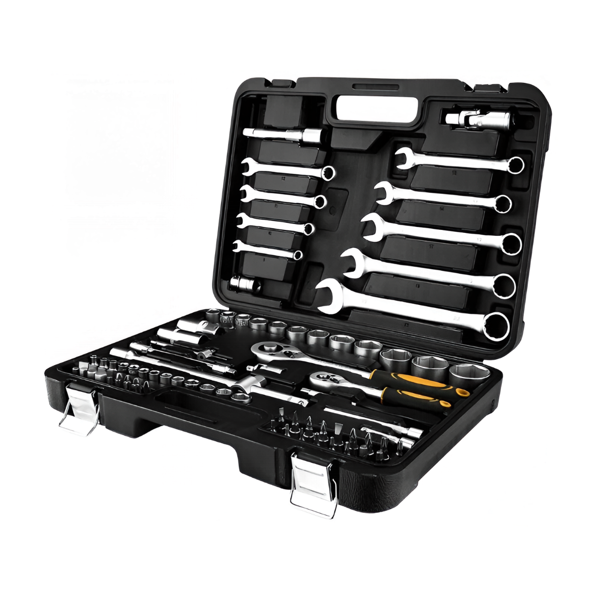 Набор инструментов DEKO DKMT82, 82 предмета в черном кейсе, для автомобильных и бытовых работ