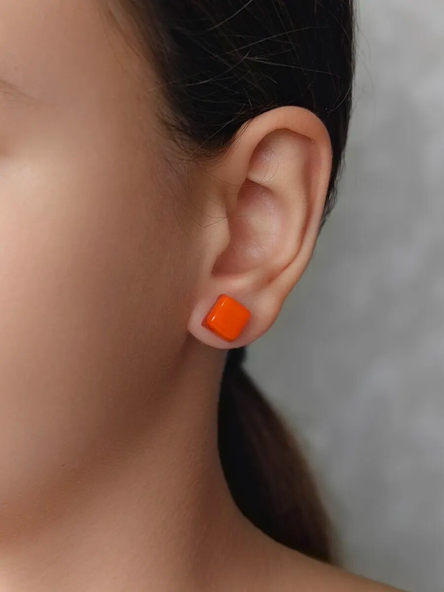 Серьги пусеты, стекло, муранское стекло