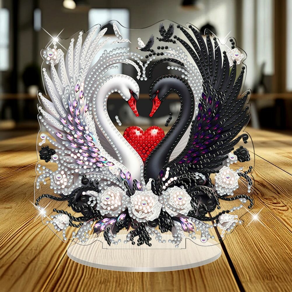 Украшения с алмазной росписью, круглый петух и черно-белый лебедь, украшения для дома своими руками