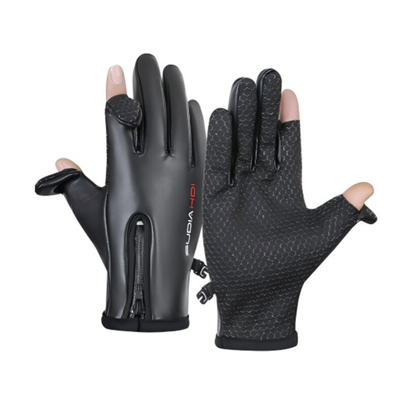 Зимние кожаные перчатки с флисовой подкладкой, теплые перчатки для мужчин, ветрозащитные велосипедные перчатки, сенсорные водонепроницаемые перчатки, холодостойкие теплые перчатки