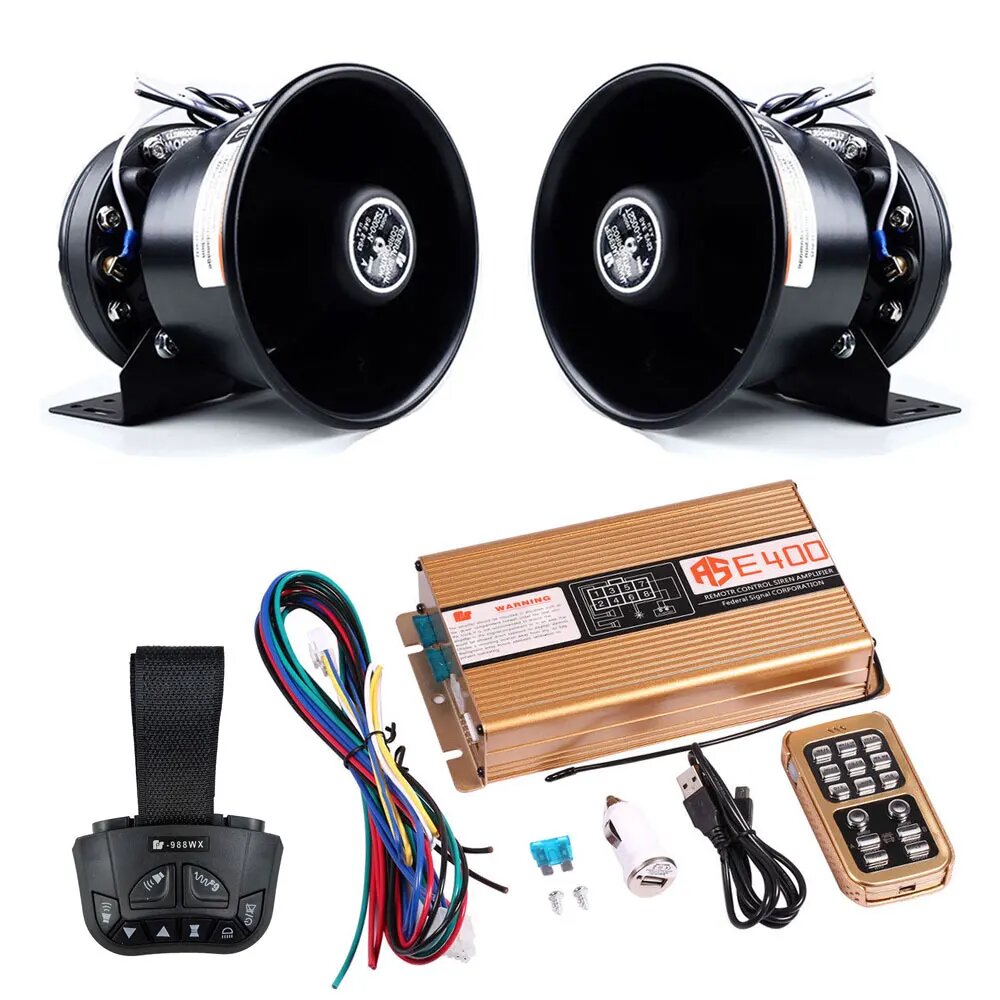 Автомобильная фотосирена 12 В 400 Вт полицейский гудок Колонка 15 тонов звуковой беспроводной пульт дистанционного управления сигнализация для автомобиля грузовика пожарная колонка Set C