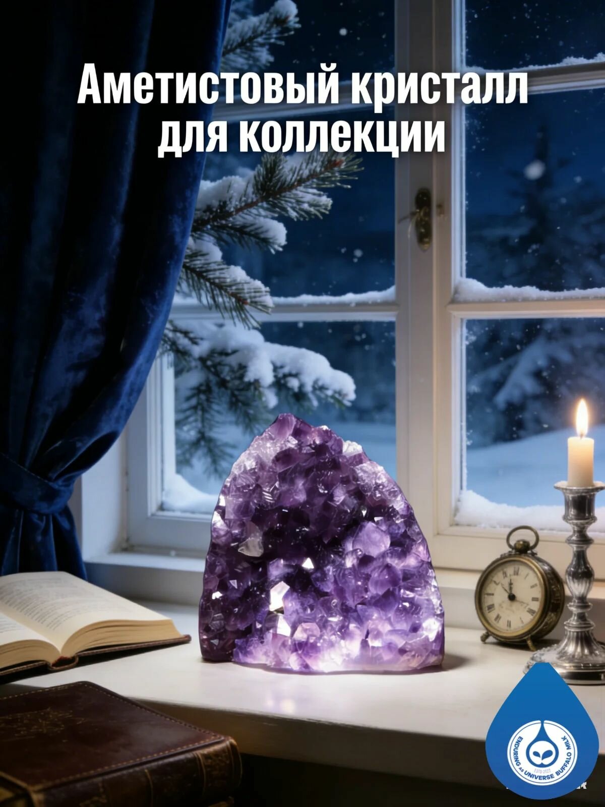 Аметист большой натуральный камень оберег друза 100-130g