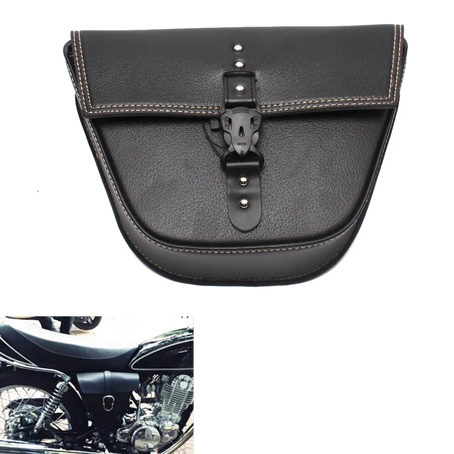 Мотоциклетная черная седельная сумка из искусственной кожи с боковым защелкой, универсальная седельная сумка для Harley Sportster XL883 Cafe Racer Honda