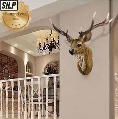 Голова оленя на стену из дерева, рога оленя сборная модель деревянная