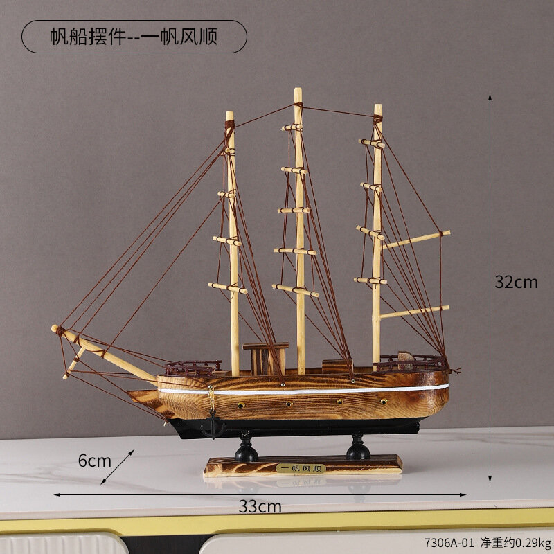 Распродажа фабрики: средиземноморский парусник, гладкая симуляция плавания, маленькая деревянная лодка, декор для домашнего винного шкафа, окна, скандинавский стиль, оптовая продажа