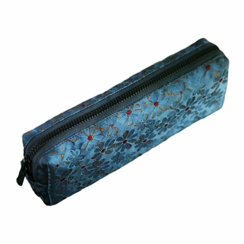 Ретро пенал с вышивкой из хлопка и льна, вместительный, - Маленькая маргаритка