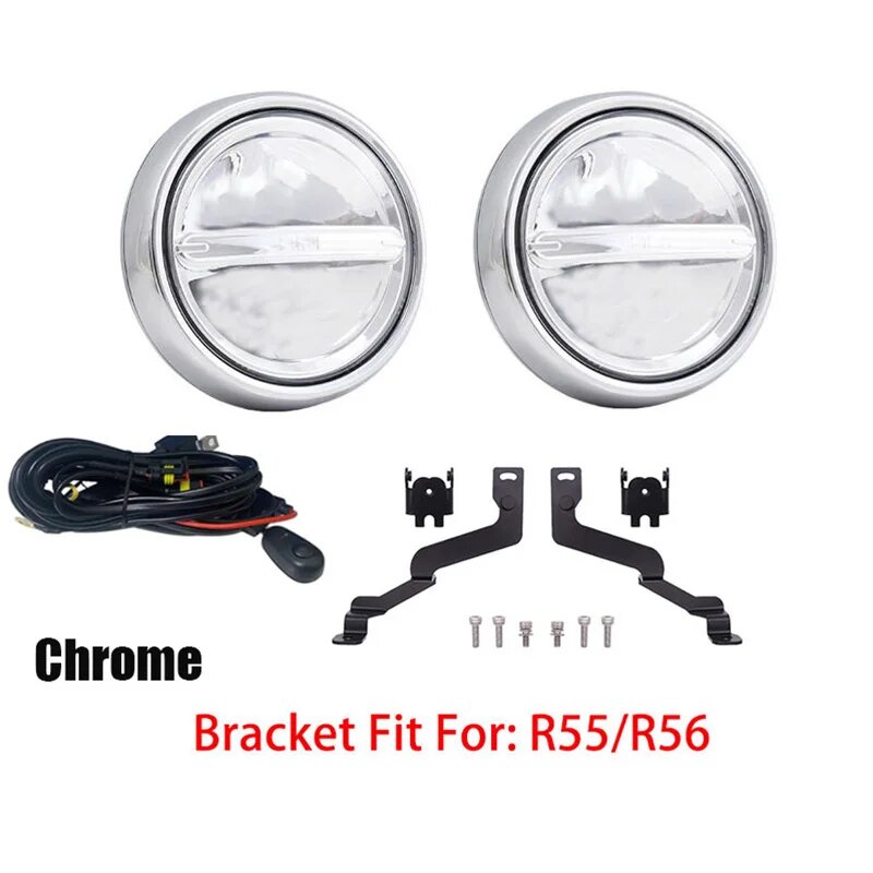 1 комплект ламп переднего бампера, светодиодные дневные ходовые раллийные огни, лампа дальнего света для MINI Cooper F55 F56 R55 R56 R60, дополнительная фара Chrome R55 56 Set
