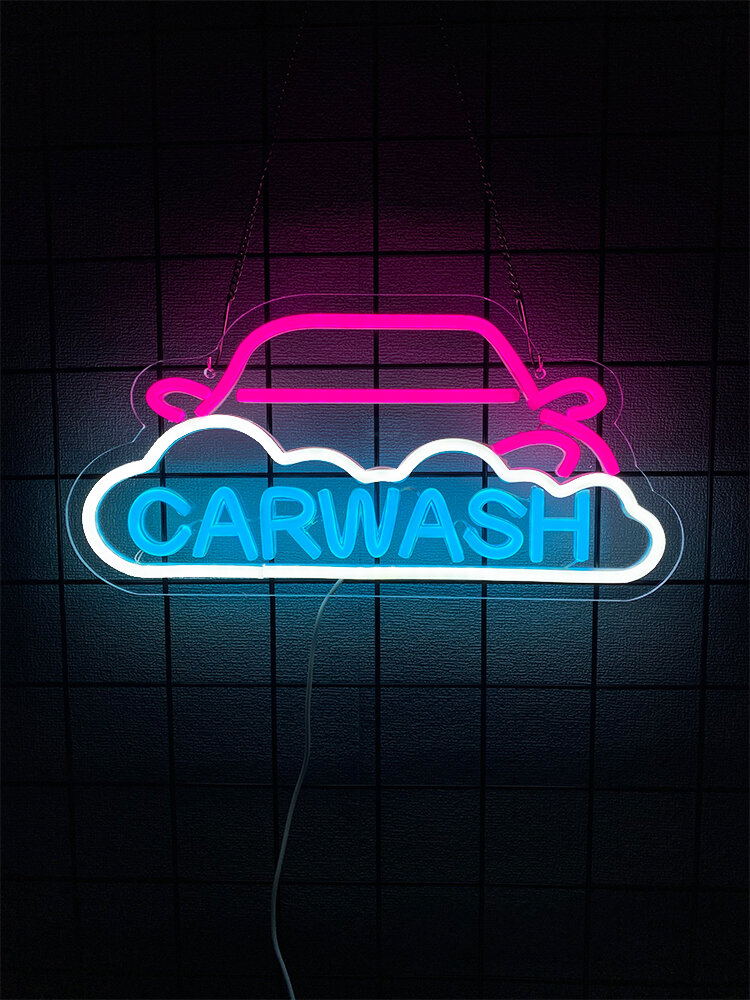 (Мойка автомобилей) Неоновые вывески, светодиодные настенные светильники для декоративного крепления на стене, Подходит для автозаправочных станций, зон обслуживания и авторемонтных мастерских