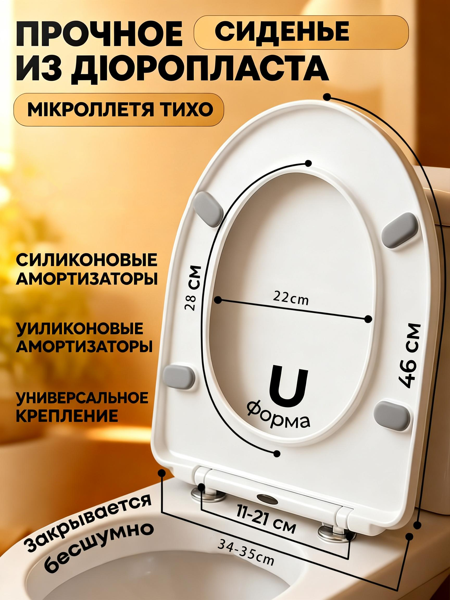 430 мм гигиеническое быстросъемное универсальное сиденье для унитаза