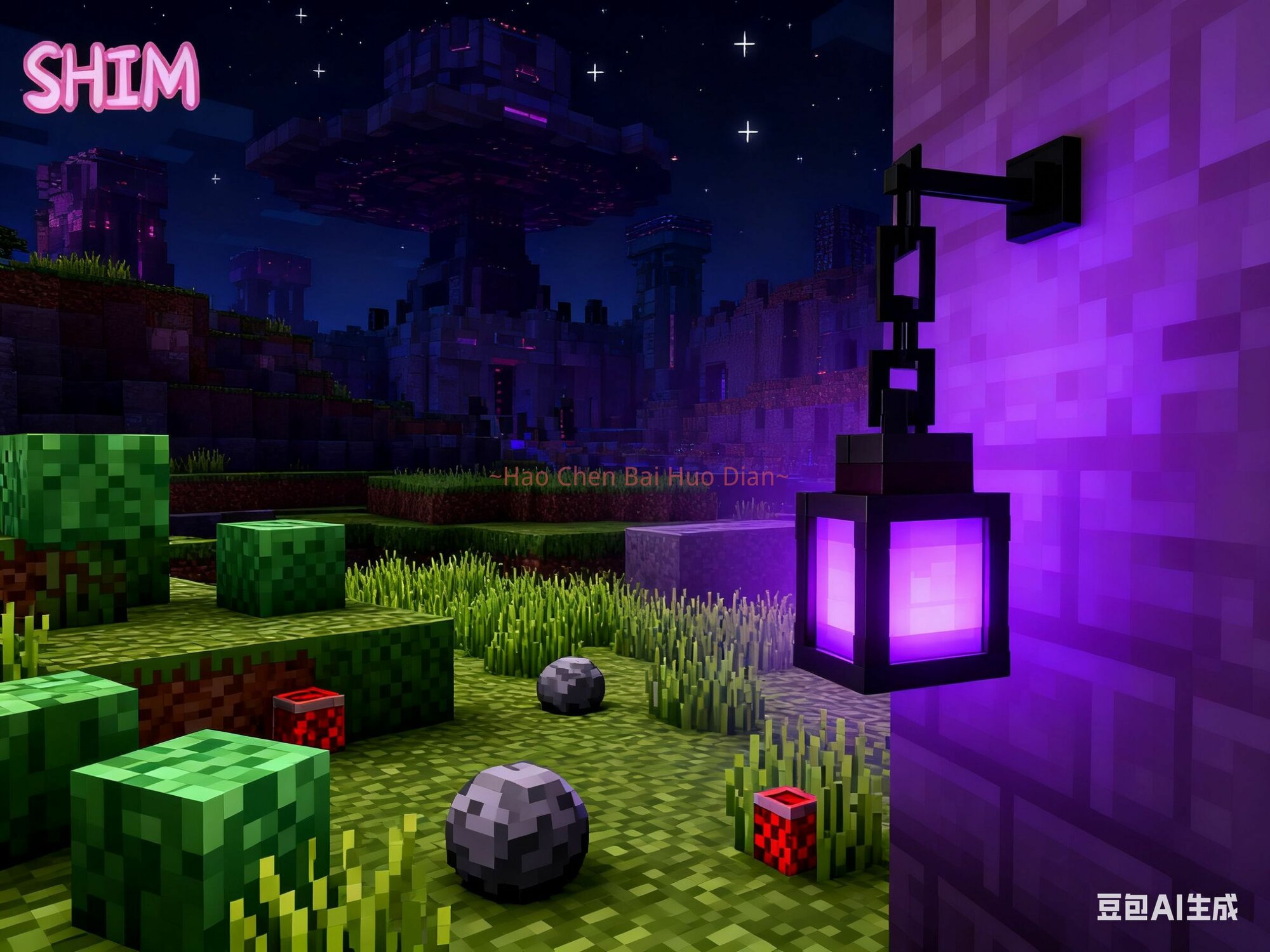 Настольный светильник Minecraft-лампа, настенный, фиолетовый, в стиле игры для комнаты