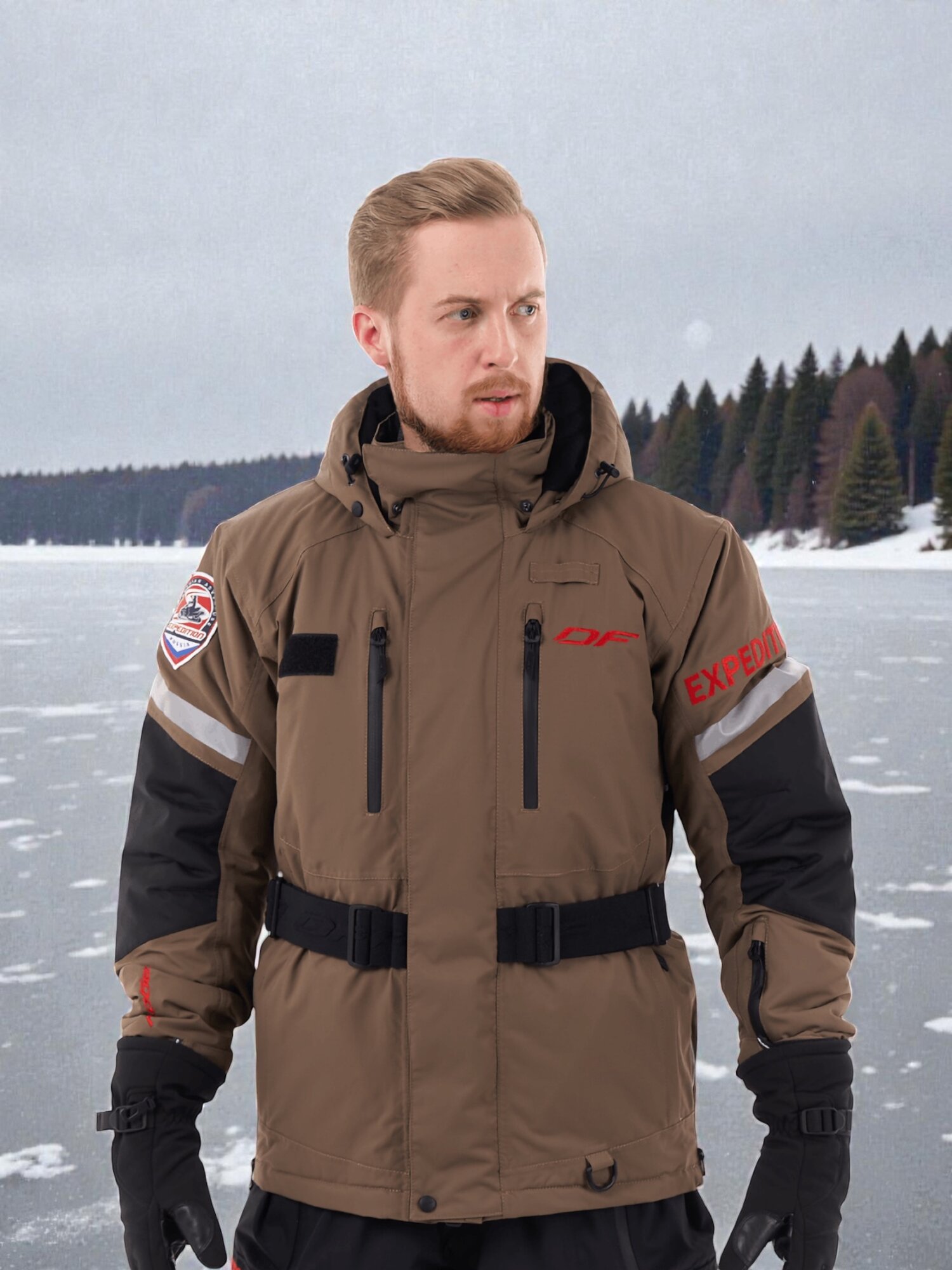 Куртка зимняя мужская Dragonfly EXPEDITION Brown Red 2020 - Коричневая - Размер XXL