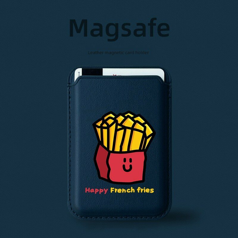 Кардхолдер Magsafe магнитный для iPhone 15 Pro Max - Синий, кожа, совместимость с iPhone 14/13 серии