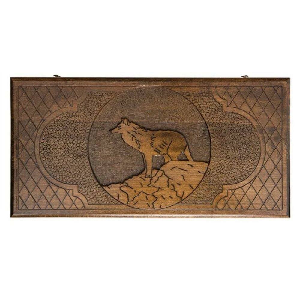 Нарды и шашки резные Кавказский волк 62 х 64 см бук Армения 62701 Ustyan