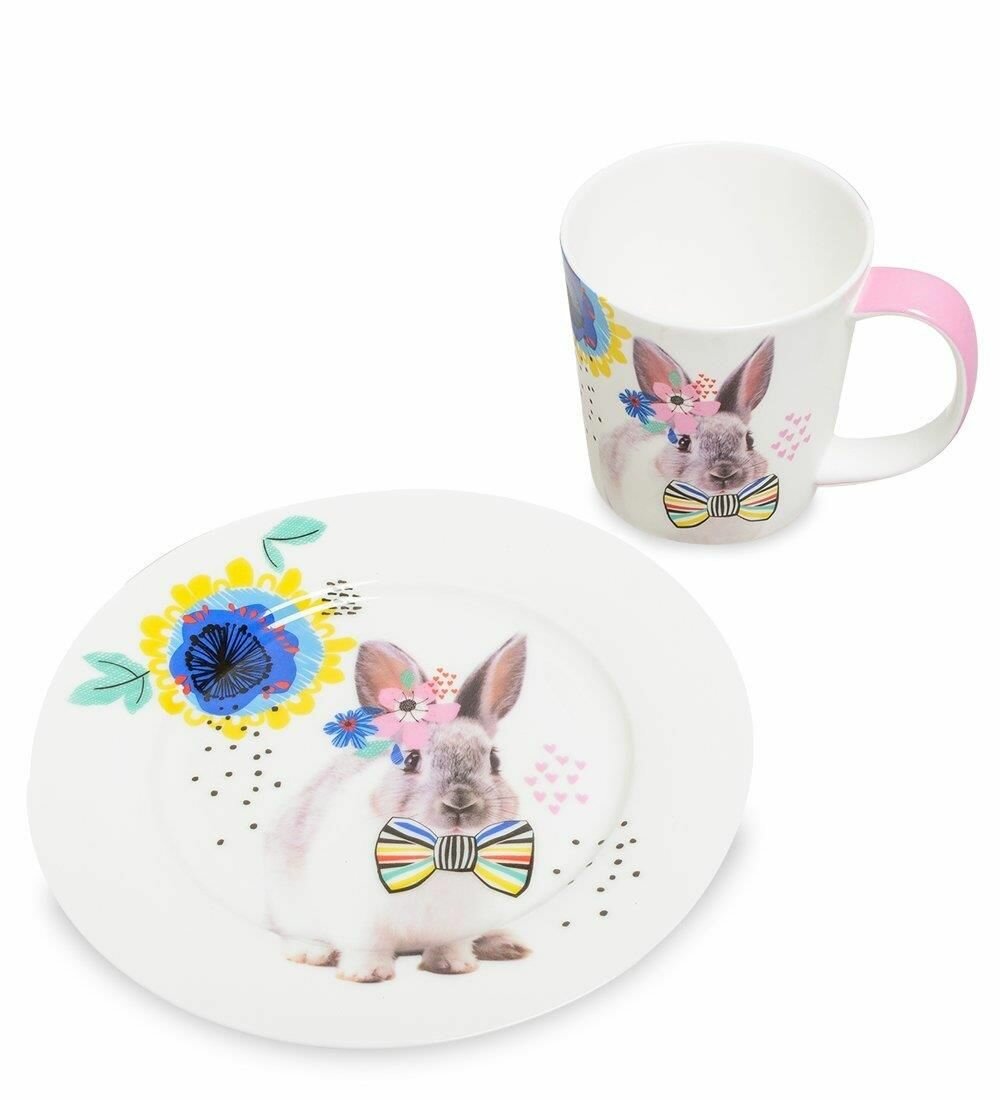 Кружка с дес. тарелкой Банни (Stechcol) A2096191 Stechcol, Костяной фарфор