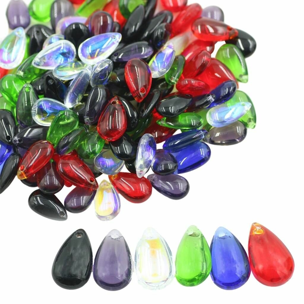 Прозрачные стеклянные подвески-капли для бижутерии, - 100шт