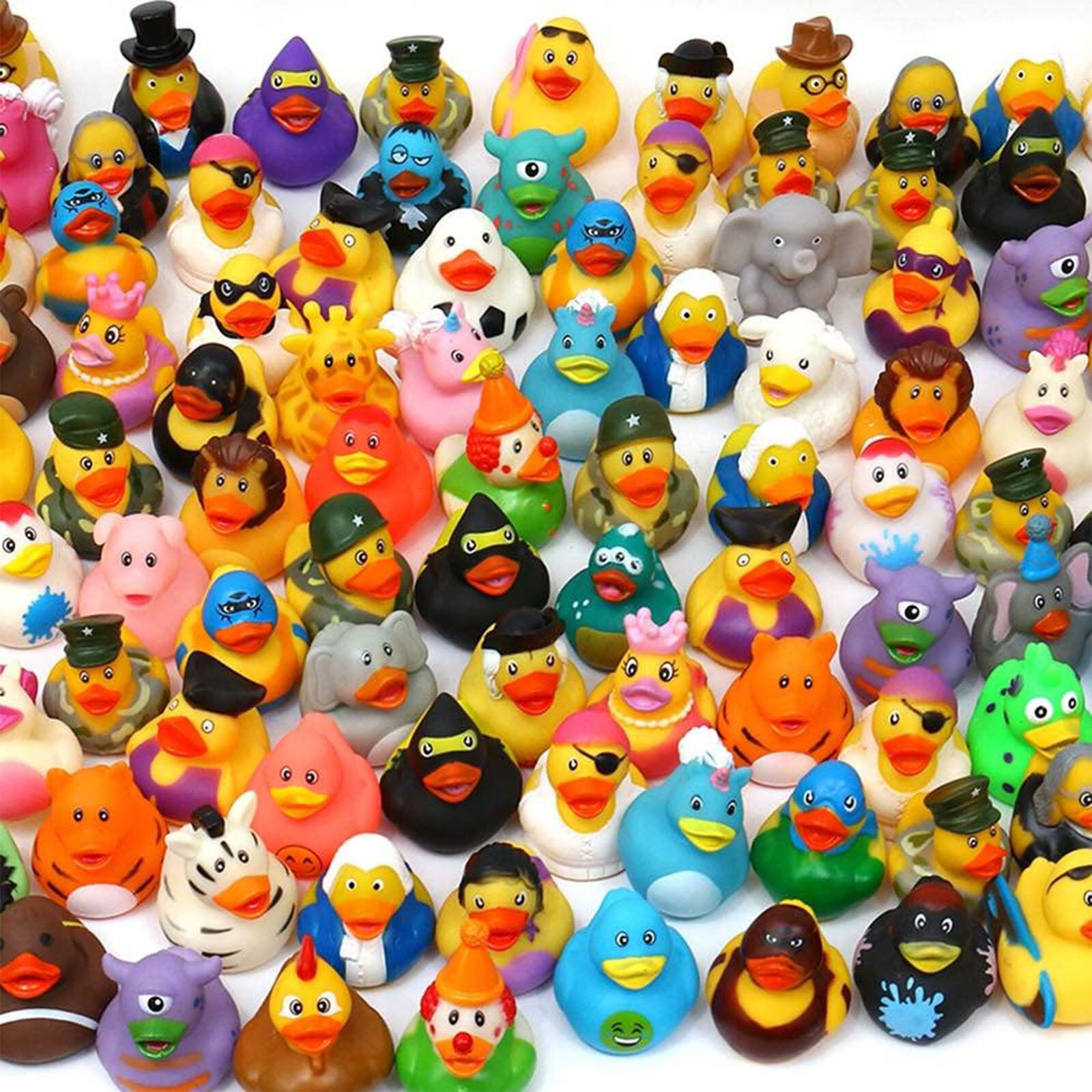 50 Штук Гумовые Утки для Ванной Игрушки - Набор в Объеме, Плавающие Утки для Детей - Аксессуары для Детских Покровов, Подарки на Дни Рождения, Время в Ванной и Другое (50 Разновидностей), с Гумовой Обкладкой, Вес 18Г/Штука, Высота около 2 Дюймов, Плавает